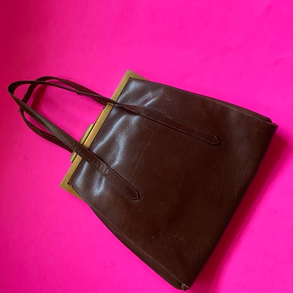Bags | Vintage Brown Leather And Gold Hardware Bag | Poshmark